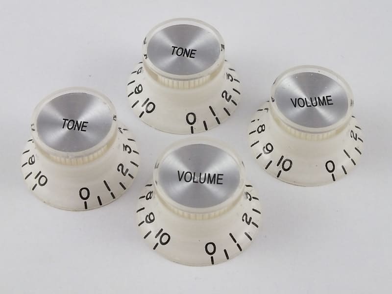 White Reflector Knobs Top Hat Mirror fits USA Gibson guitars | Reverb