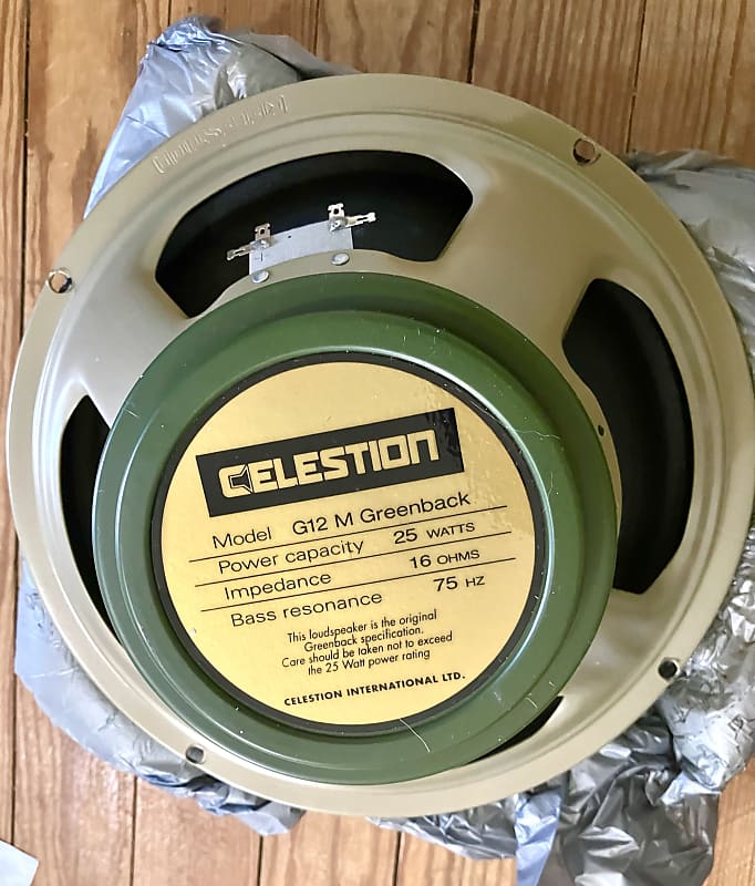 Celestion G12M greenback 12” speaker. 25 w. 16 ohms - Green | Reverb