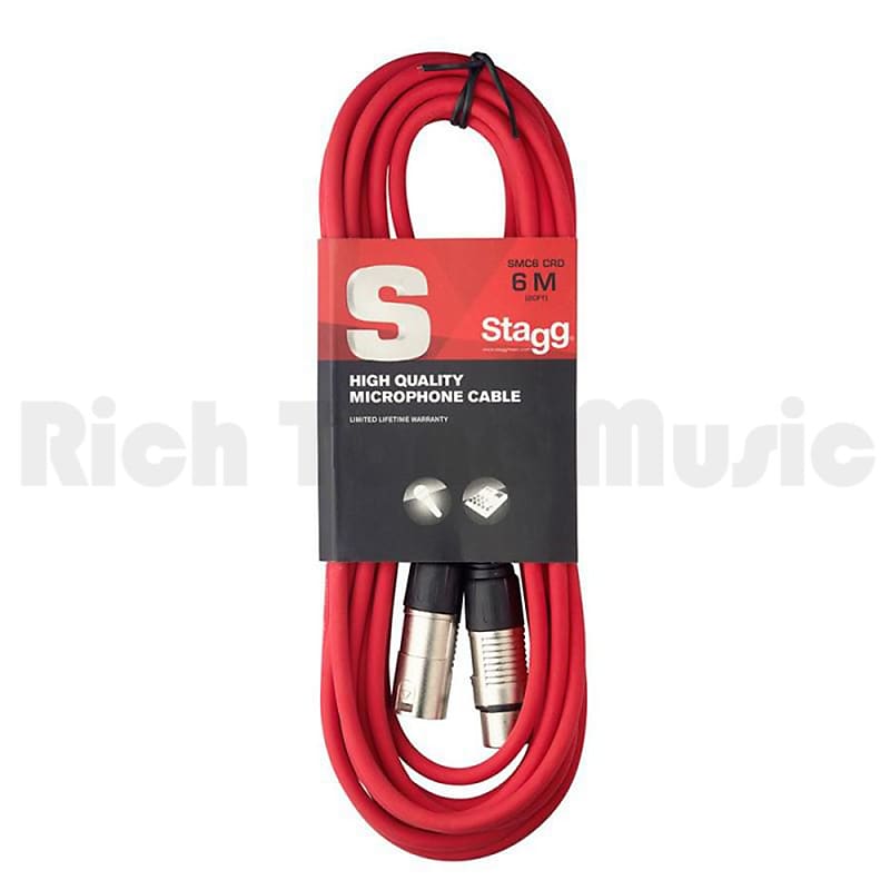Stagg 6m XLR to XLR Microphone Cable - Red | Reverb