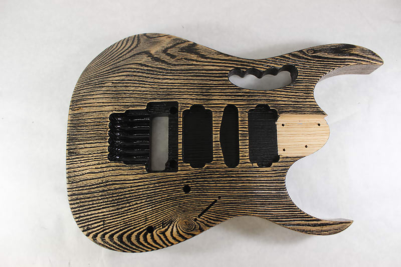 Finished Ash 6 string, Jem style guitar body, rear route, | Reverb