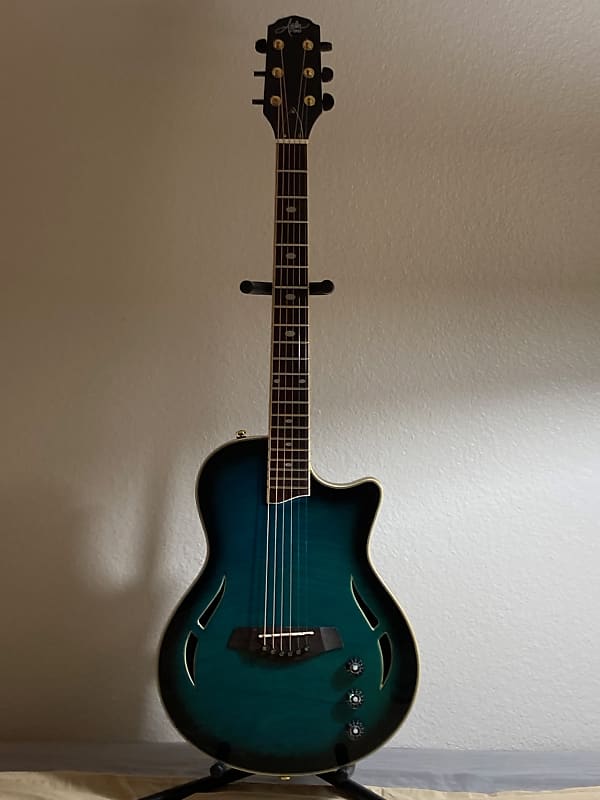 Aslin Dane Nashlin Thinline Acoustic/Electric Flame Blue | Reverb