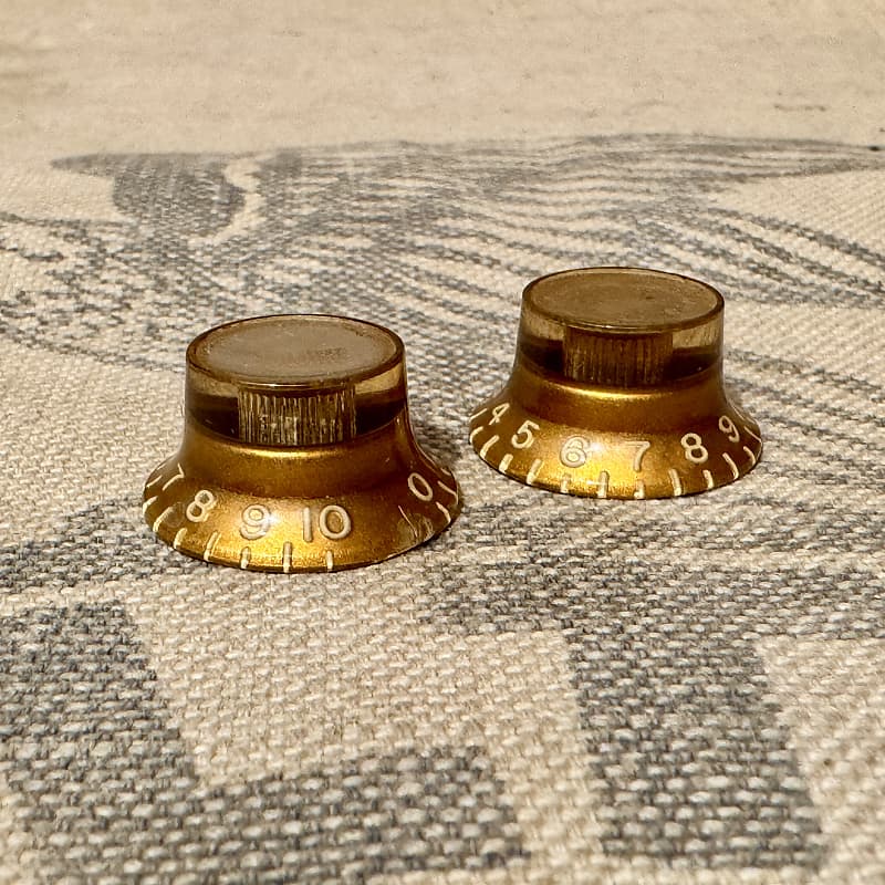 Vintage Gibson Guitar Gold Reflector Knobs Matched Pair of 2 | Reverb