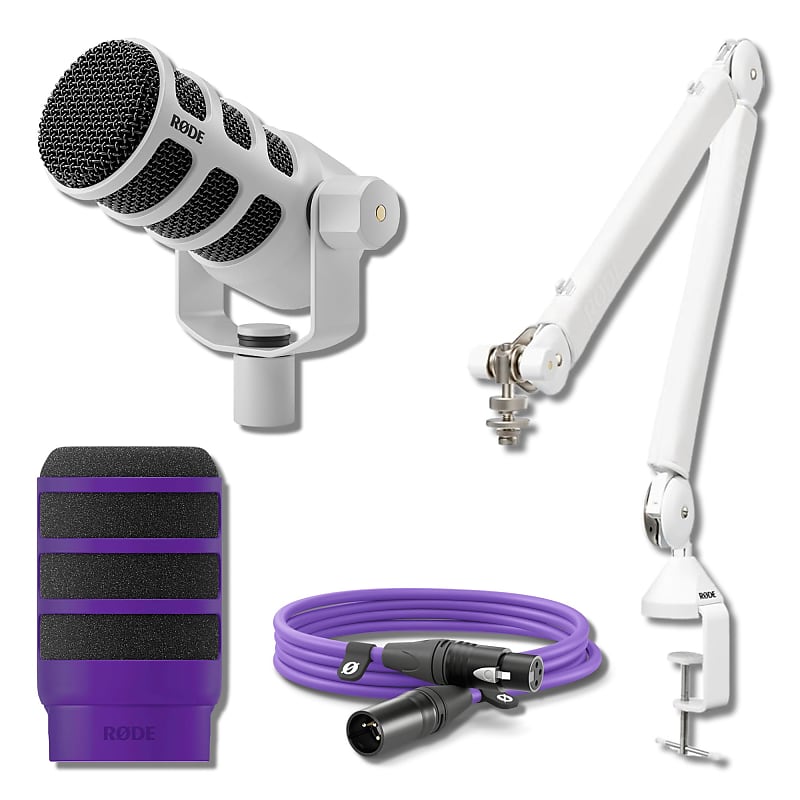 Rode PodMic USB Dynamic Broadcast Microphone (White) with | Reverb