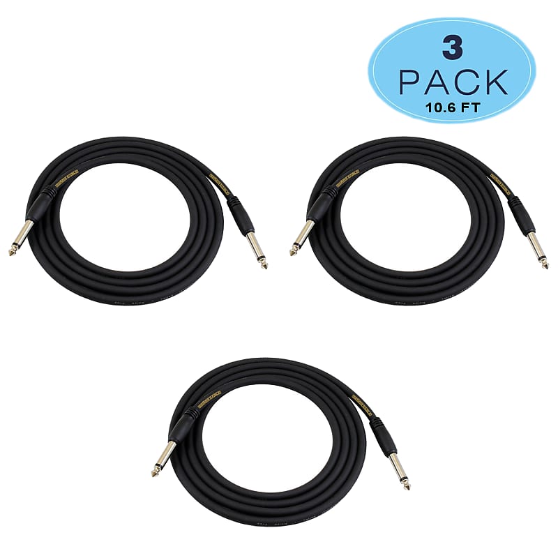Senor Cables 6mm Instrument Cable 10ft (Woven) Pack of 3 - | Reverb