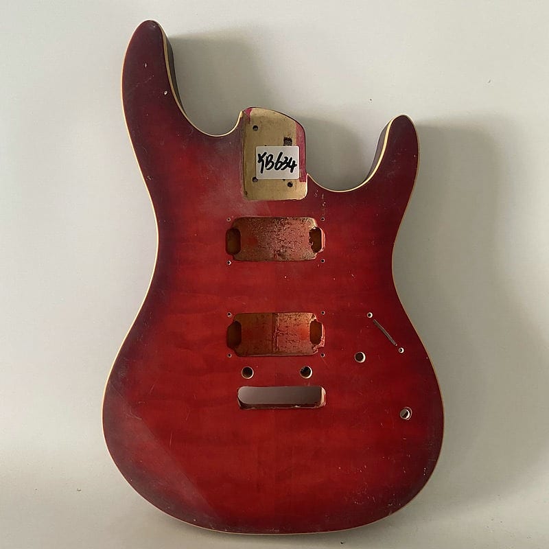 Red HH Guitar Solid Double Cutaway Body with Quilted Maple | Reverb