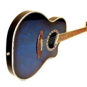 Eleca Acoustic / Electric Cutaway Round Back Guitar- BLUE | Reverb