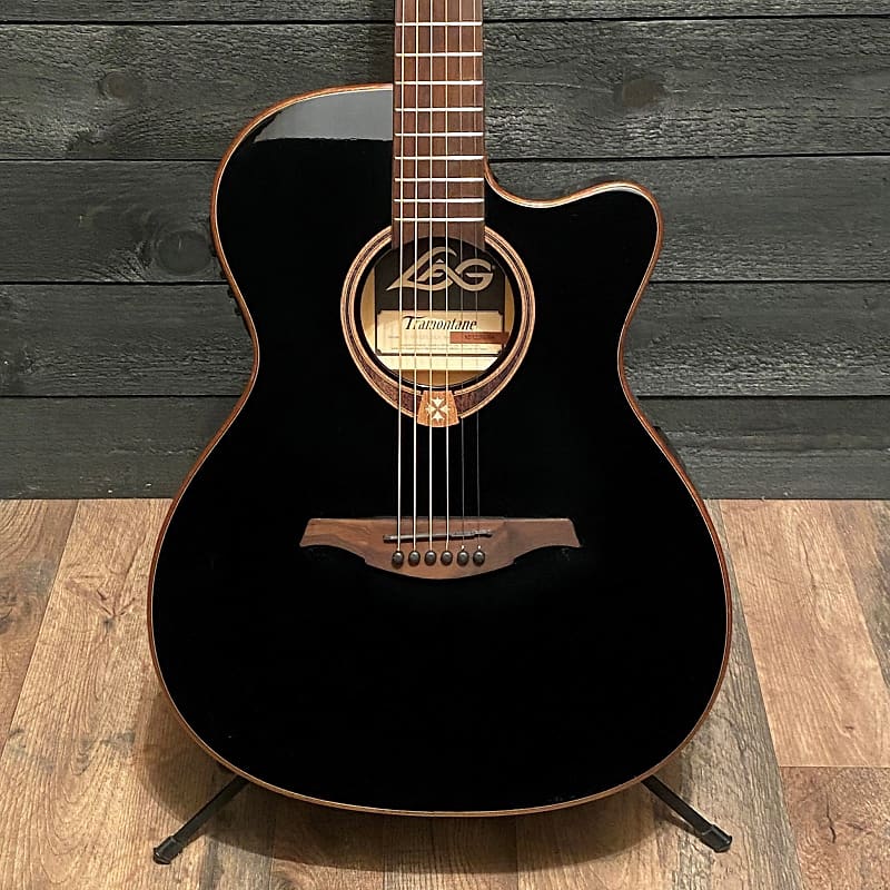 Lag T118 ASCE-BLK Black Thin Body Acoustic-Electric Guitar | Reverb