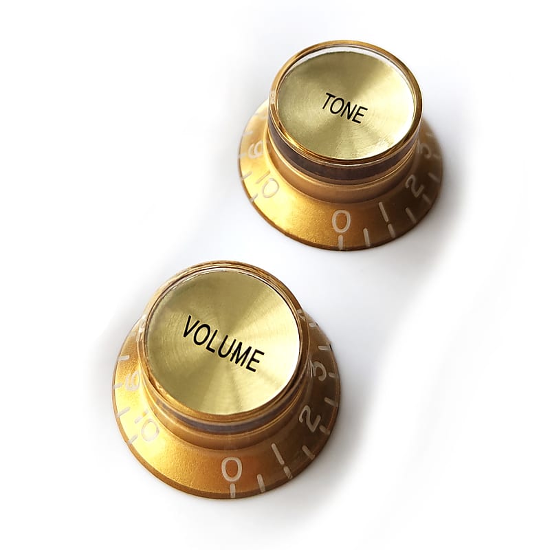 Top Hat Bell Reflector Knobs Gold - 1x Volume & 1x Tone | Reverb