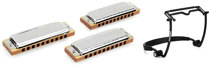 Hohner Blues Harp Pro Pack 3-piece Harmonica Set Bundle with | Reverb