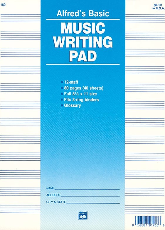 12 Stave Music Writing Pad (8 1/2" x 11") | Reverb