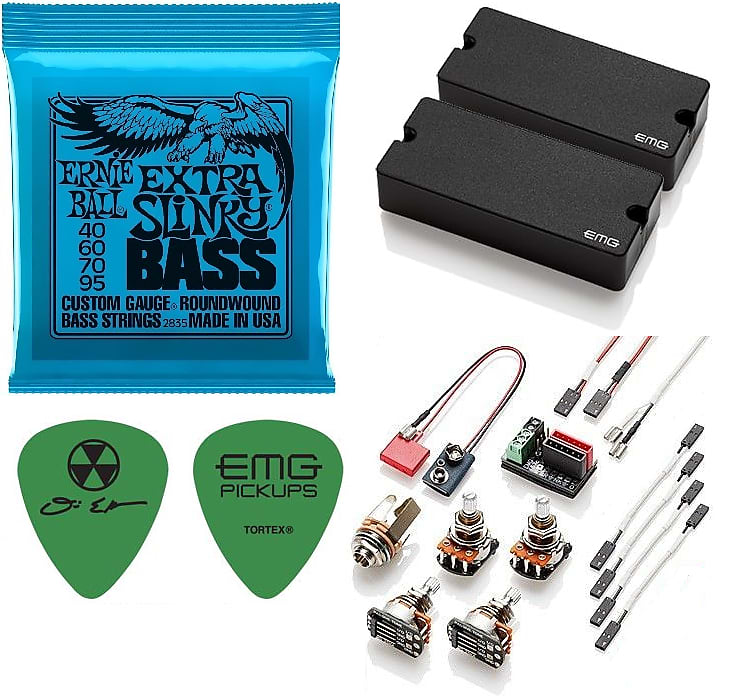 EMG DE Set Black 4 String Soapbar David Ellefson Of Megadeth | Reverb