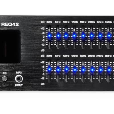 Rockville REQ42-B Black 19 Rack Mount 2 x 21 Band Equalizer | Reverb