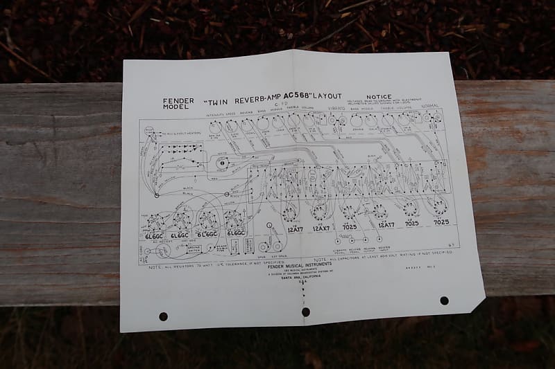 Fender Twin Reverb AC568 1968 Schematic Double Sided | Reverb