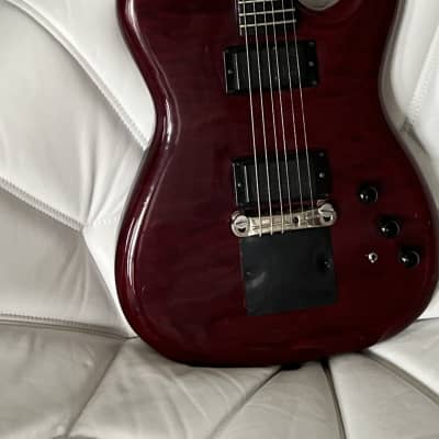 Modulus Telecaster 1990s - Transparent Red over quilt maple | Reverb