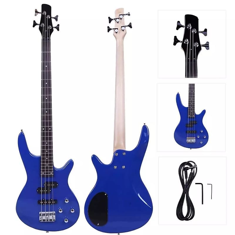 Blue 4 Strings Electric Ib Bass Guitar Basswood Maple Neck | Reverb