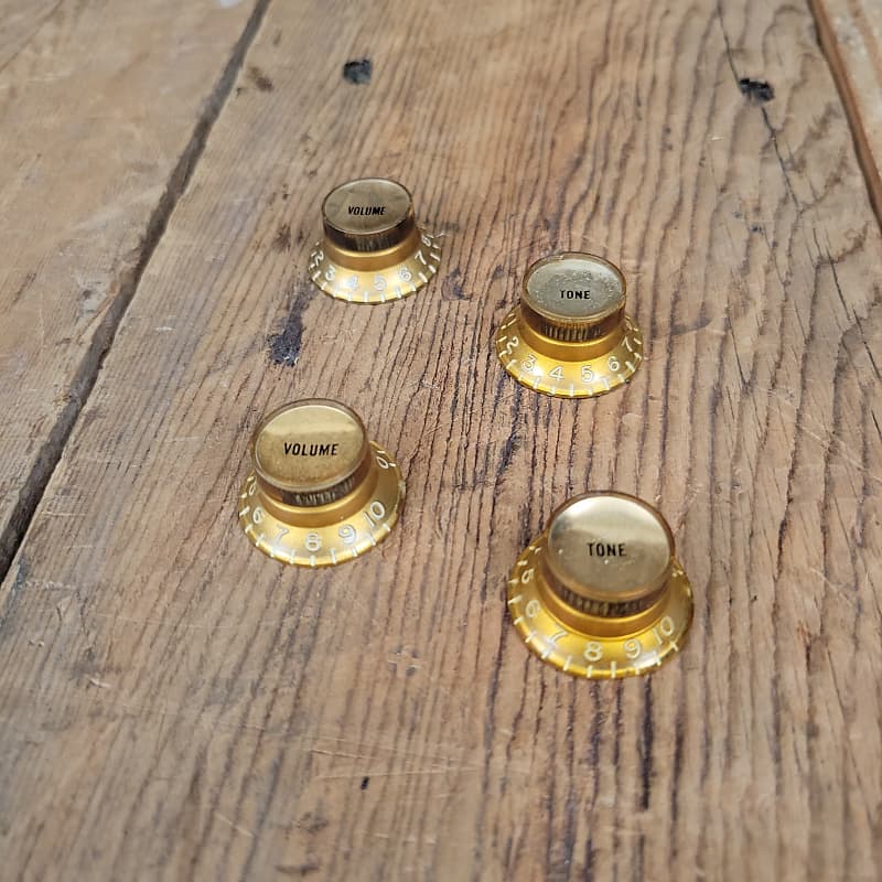 Gibson Gold Reflector Knobs 1962-1970s Deep Shaft Hole SG ES | Reverb
