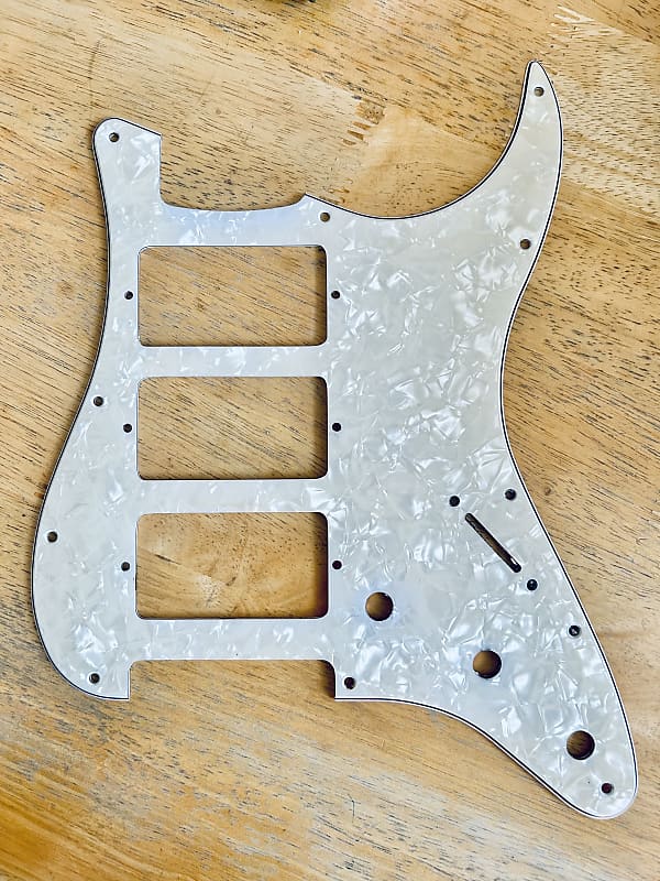 Unbranded Strat HHH Pickguard - Aged Pearloid | Reverb