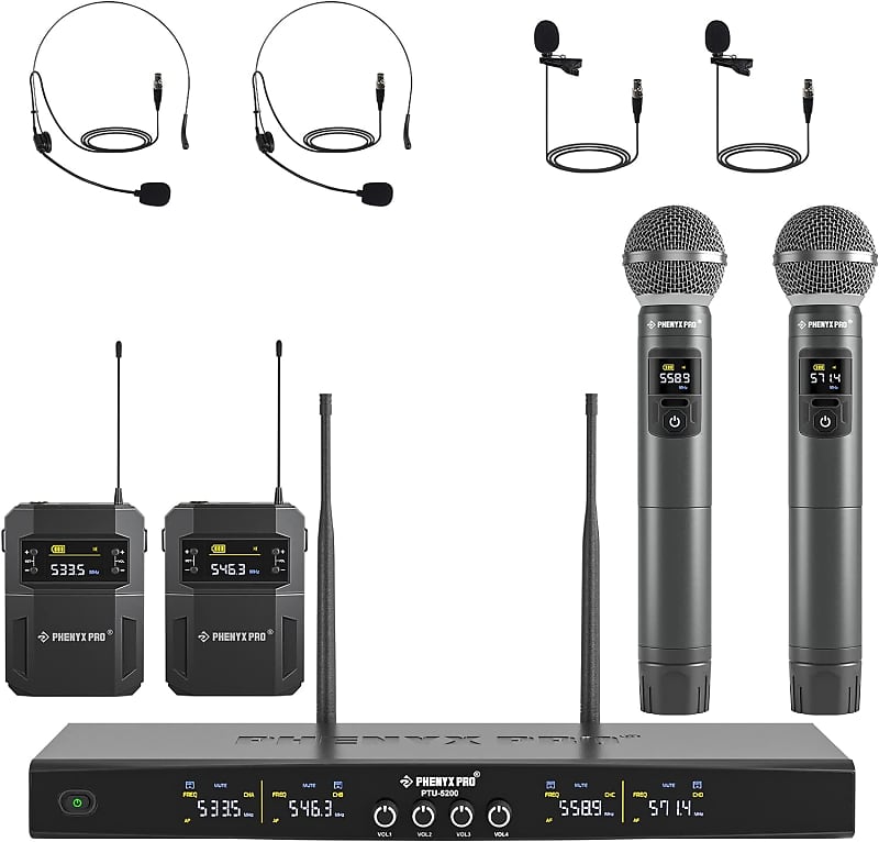 Pro Wireless Microphone System, 4-Channel Wireless Mic Set | Reverb