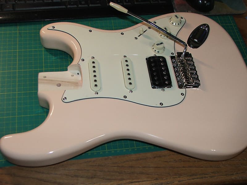 Shell Pink Loaded Strat Style Body....bent steel | Reverb