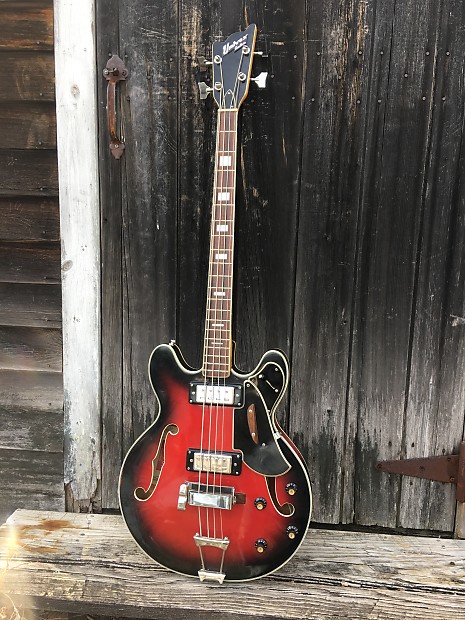 Rare 1966 Univox Custom 335 4-String Bass in Red Burst with | Reverb
