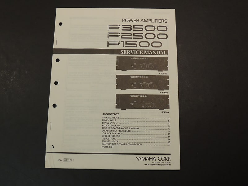 Yamaha P3500 / P2500 / P1500 Service Manual [Three Wave | Reverb