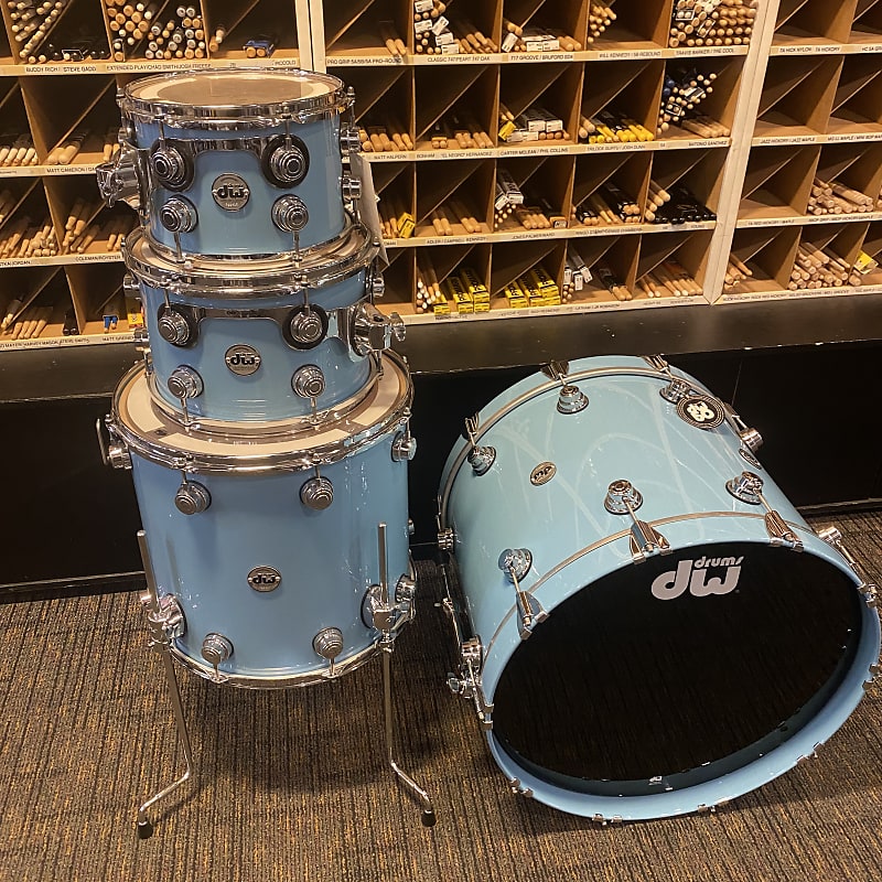 DW Collectors Series Maple 4 Piece Shell Pack - Solid Sky | Reverb