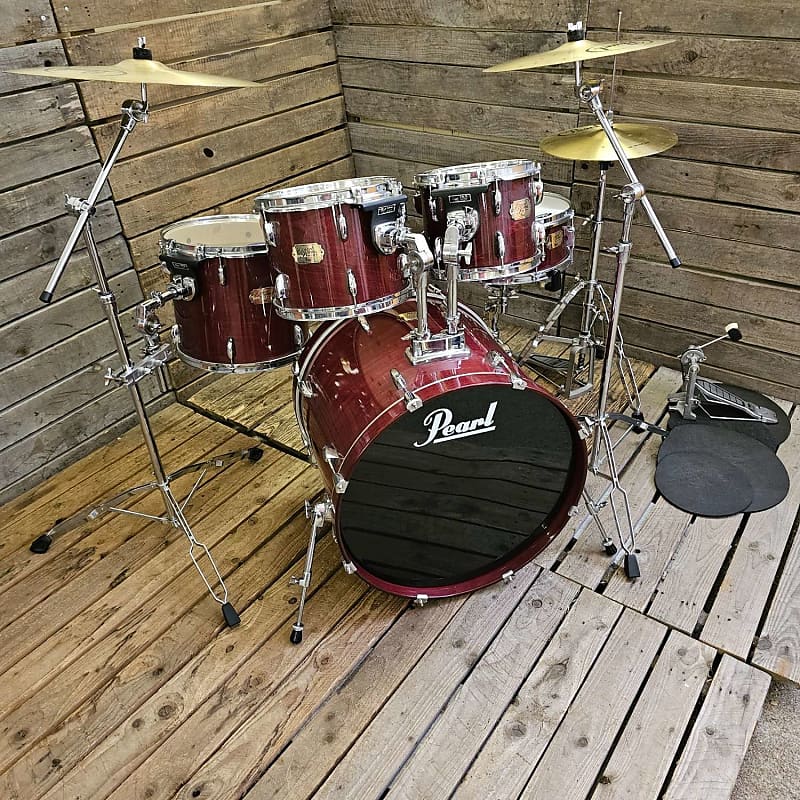 Drum Kit Pearl Export, Transparent Red Complete USED! | Reverb UK