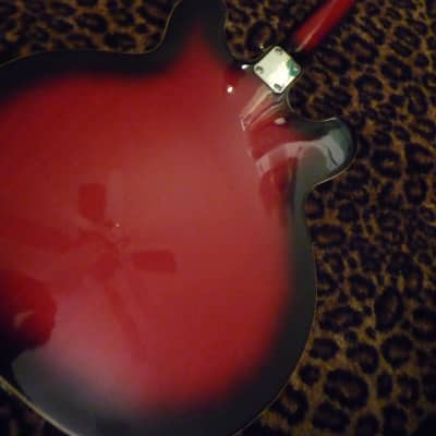 Vintage 1963 Encore Conqueror Red Burst Short Scale Hollow | Reverb