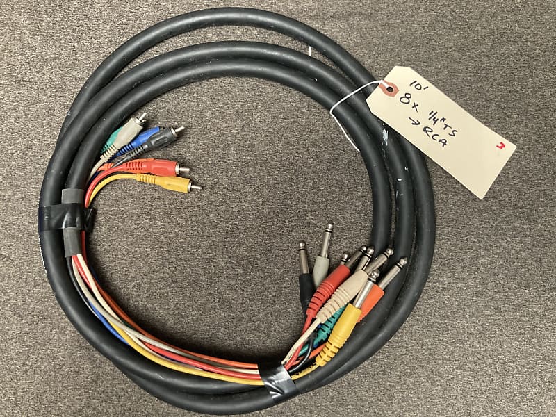 Hosa 10' Molded 8 x M RCA to M 1/4" TS - Color Coded | Reverb