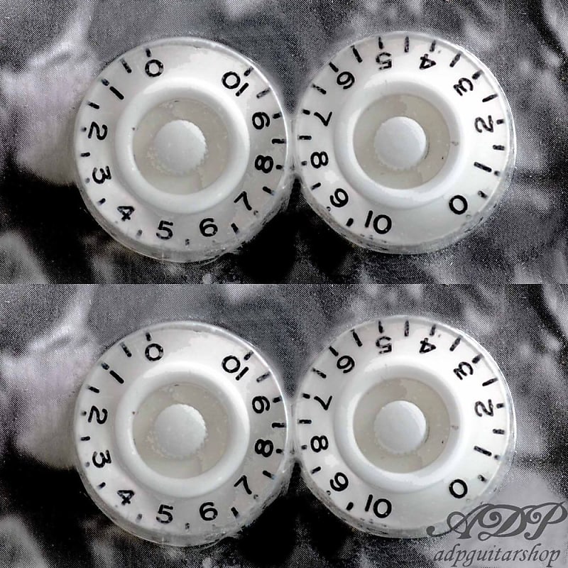 4 Vintage-style White Speed Knobs inchSize 24 splines shaft | Reverb