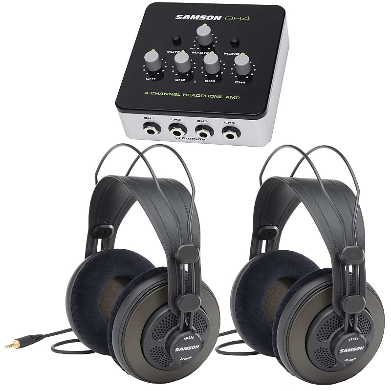 (2) Samson SR850 Semi-Open-Back Headphones with 4-Channel | Reverb