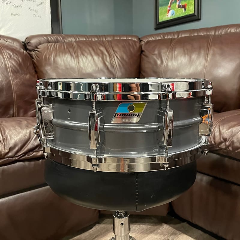 Vintage Ludwig Supraphonic 5x14 1970's powder coated grey | Reverb