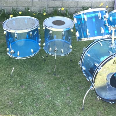 1972 Ludwig Blue Vistalite 9pcs Kit 24” 18” 16” 15” 14” 13” | Reverb