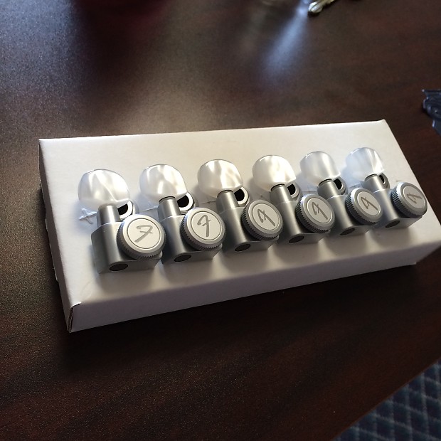 Fender Locking Tuners Brushed Chrome with Pearloid Buttons | Reverb