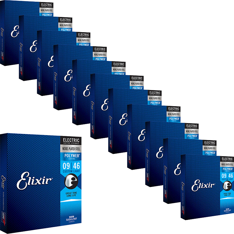 12 Sets of Elixir 12025 POLYWEB Coating Electric Guitar | Reverb