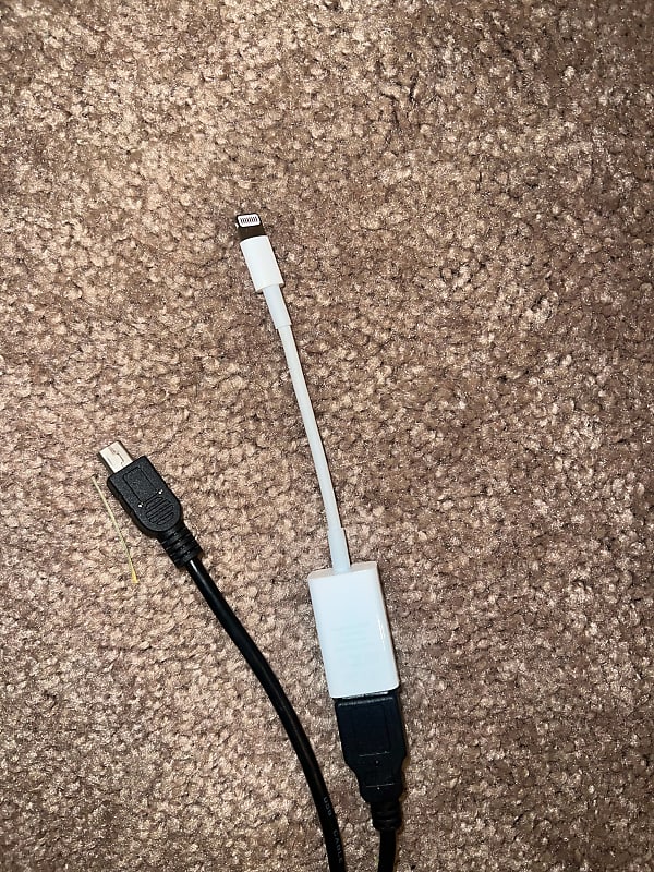 Apple Lightning Bolt to USB to Mini USB adapter and cable | Reverb