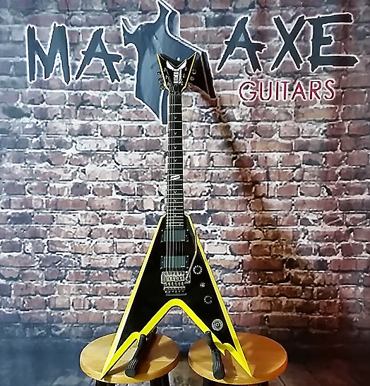 Dean Razorback V 255 2010s Black & Yellow W CASE | Reverb