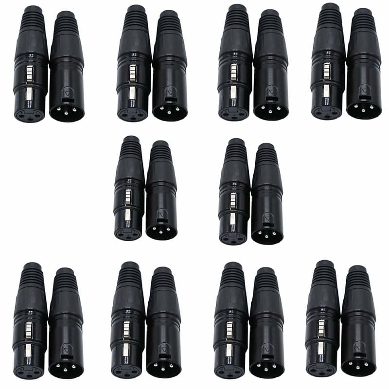 10 Pairs DMX XLR 3 Pin Male/Female Audio Mic Snake Plug Audio | Reverb