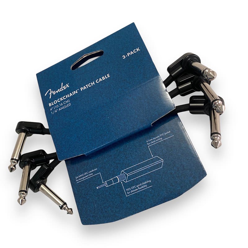 099-0825-007 Fender Blockchain 4" Patch Cable 3-Pack | Reverb