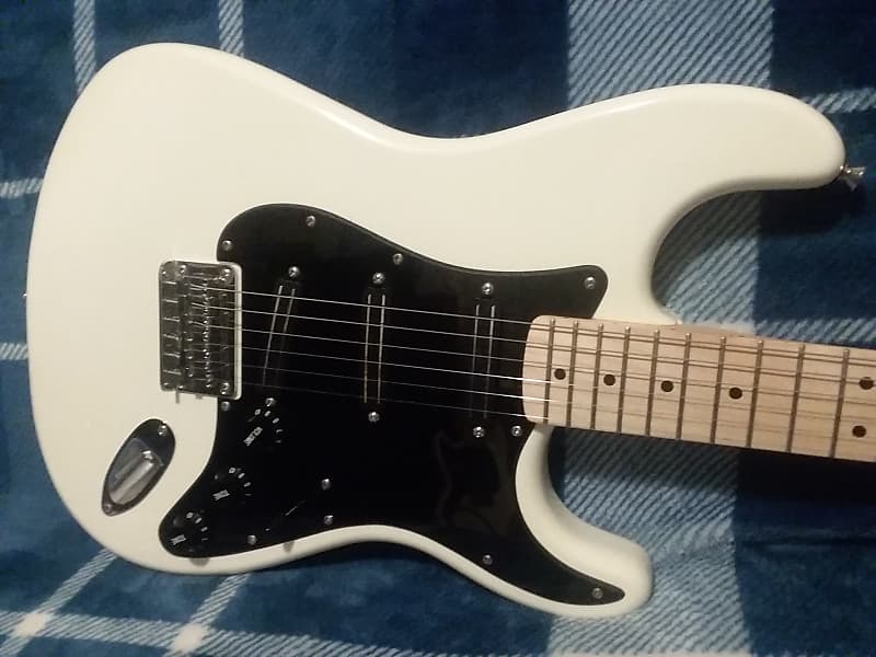 Custom Squier Stratocaster Humbuckers Hardtail Mod - Olympic | Reverb