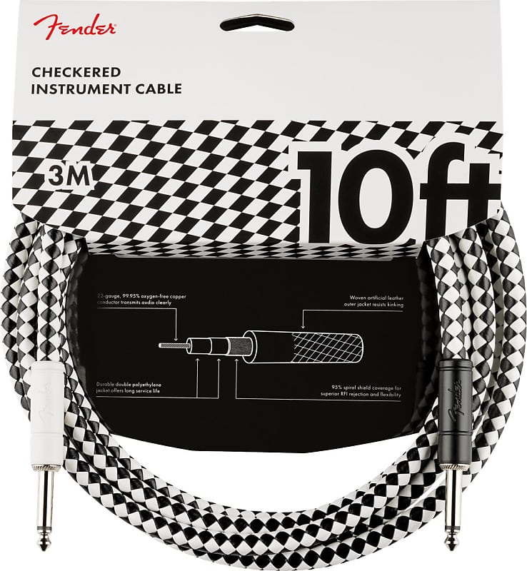 Fender Pro Checkerboard Instrument Cable | 10ft | Reverb