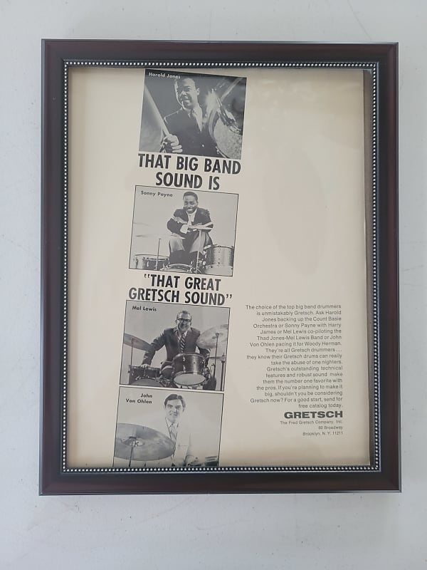1968 Gretsch Drums Promotional Ad Framed Sonny Payne, Mel | Reverb