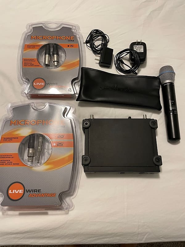 Shure SLX2 Microphone and SLX4 transmitter + 2 mic cables | Reverb