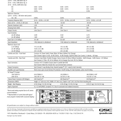 QSC PowerLight 3 PL325 Power Amplifier 2 Channel 2,500 Watts | Reverb