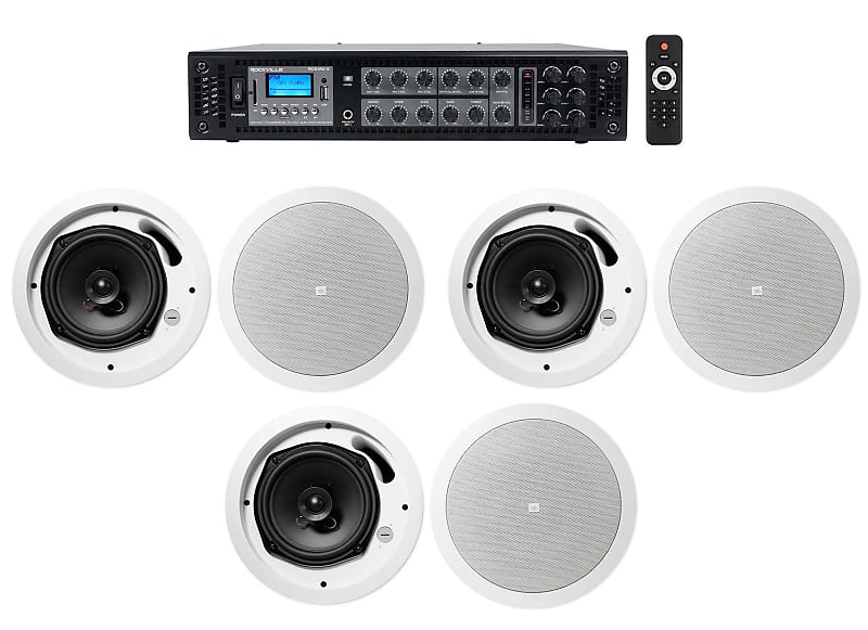 (6) JBL 6.5" White Commercial Ceiling Speakers+Amp 4 | Reverb