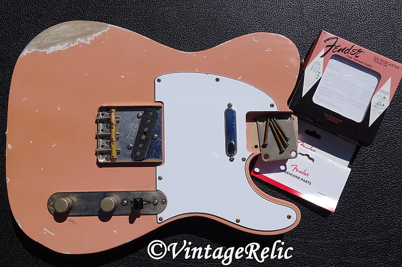 aged RELIC nitro TELE Telecaster loaded body Shell Pink | Reverb