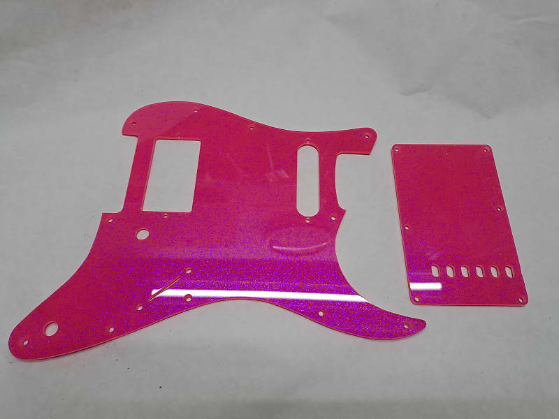 Hot Pink Sparkle Glitter HXS HS pickguard + trem cover set | Reverb UK
