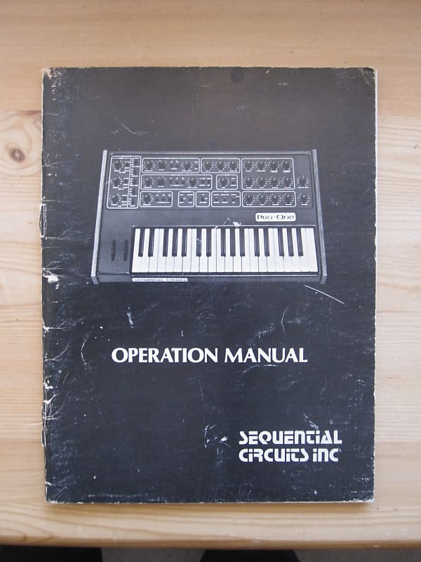 1981 owners manual Sequential Circuits Pro One synthesizer | Reverb