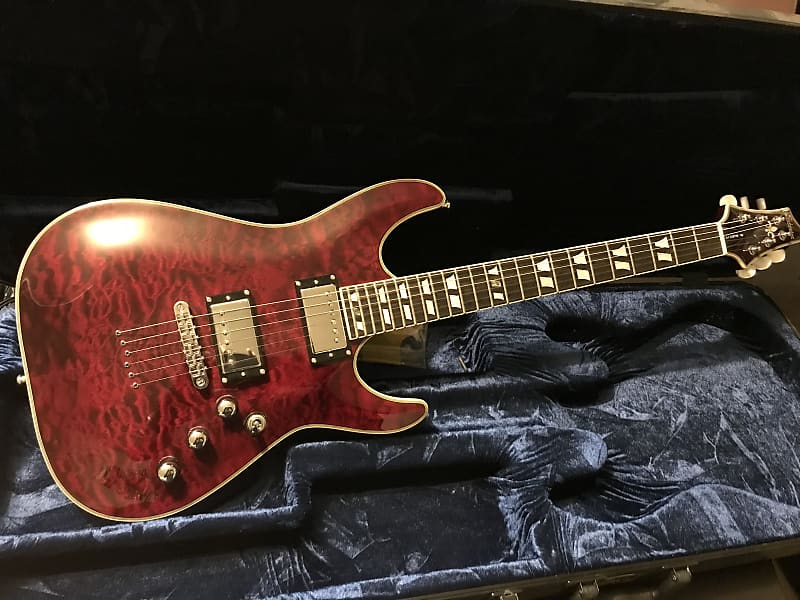 Schecter C-1 Custom Crimson red quilt HH | Reverb