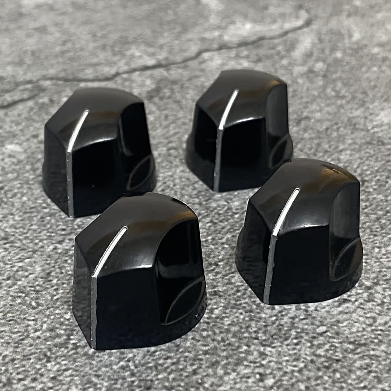 4x Black Bakelite Silver Line Pointer Knobs 6mm Solid Shaft | Reverb